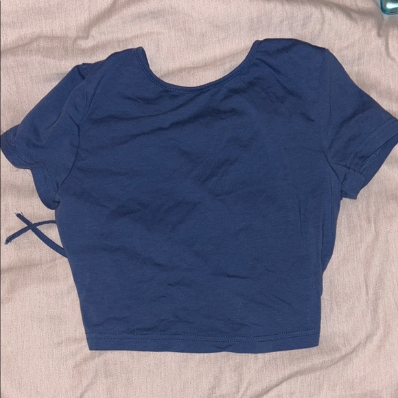SHEIN | Tops | Shein Dark Blue Ruched Open Back Crop | Poshmark